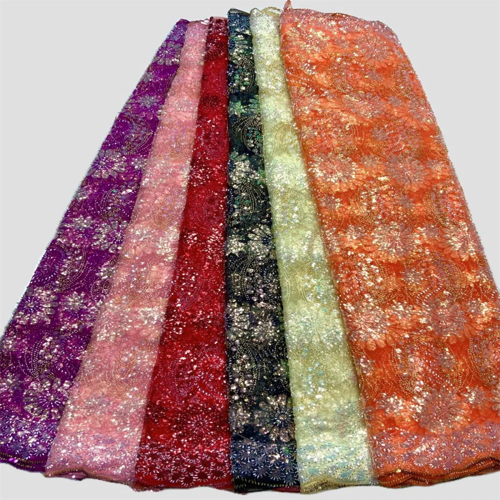 5 Yards Beaded Lace Fabric ITM ZT134,Beaded Fabrics