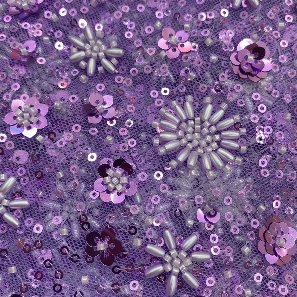 Beaded Tulle Lace Fabric with Beads,Beaded Fabrics