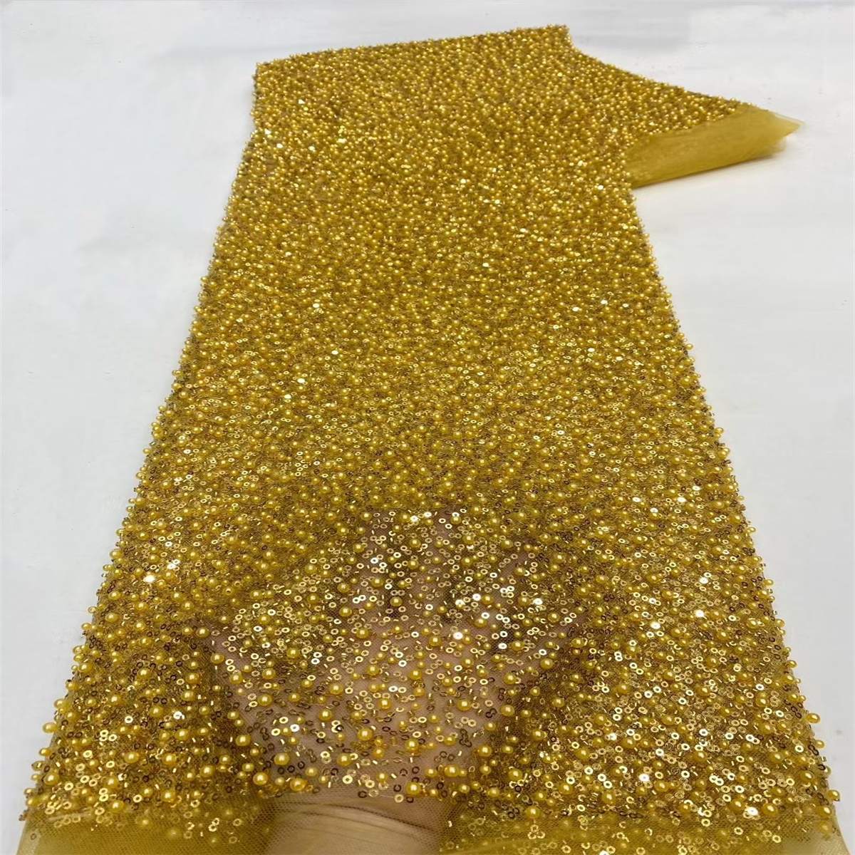 Embellished Beaded Tulle Lace Fabric with Beads | STN ZT151,Beaded Fabrics