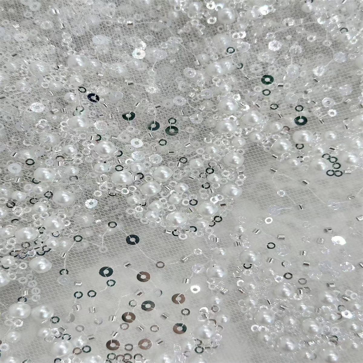 Beaded Tulle Fabric - 5 Yards - Embellished Fabric for Prom Dresses ...