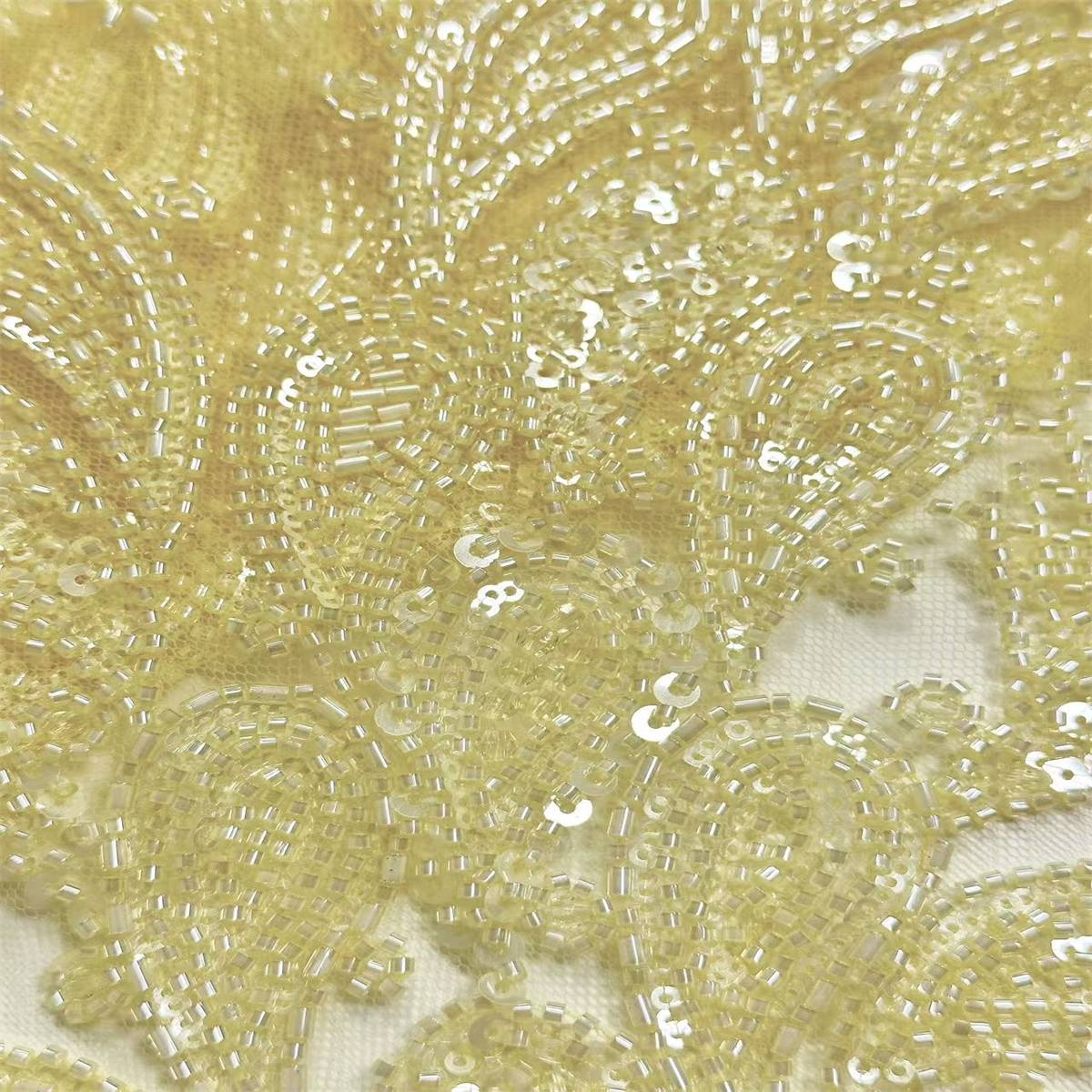 5 Yards Beaded Mesh Fabric, Beaded Tulle Lace Fabric, Embellished with ...