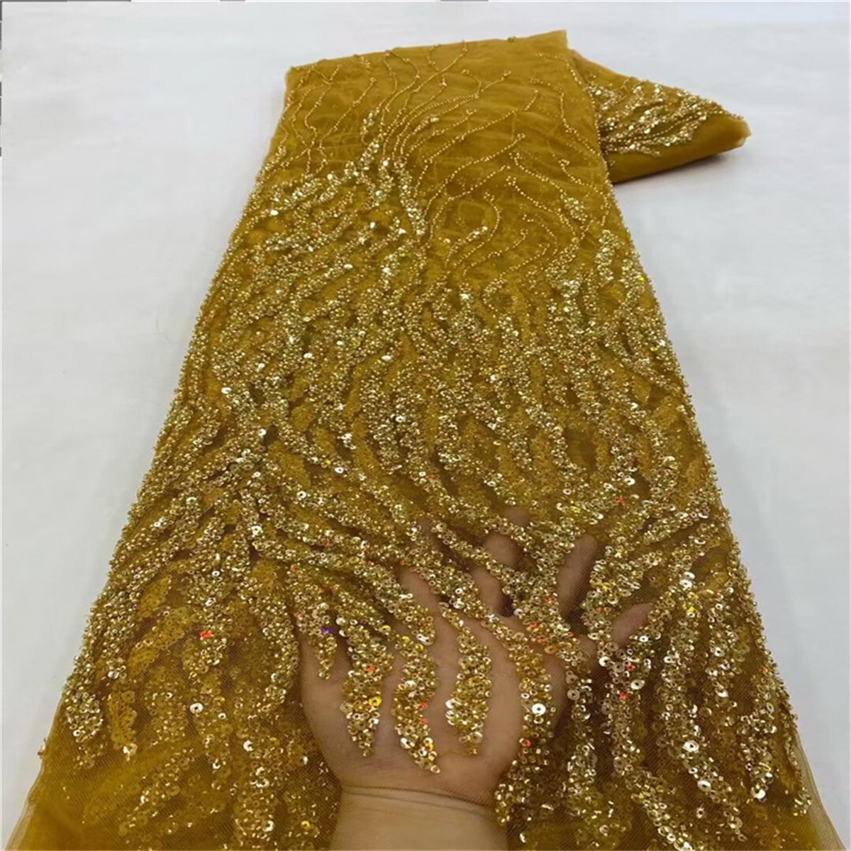 Embellished Beaded Tulle Lace Fabric with Beads | MPN JLT140,Beaded Fabrics