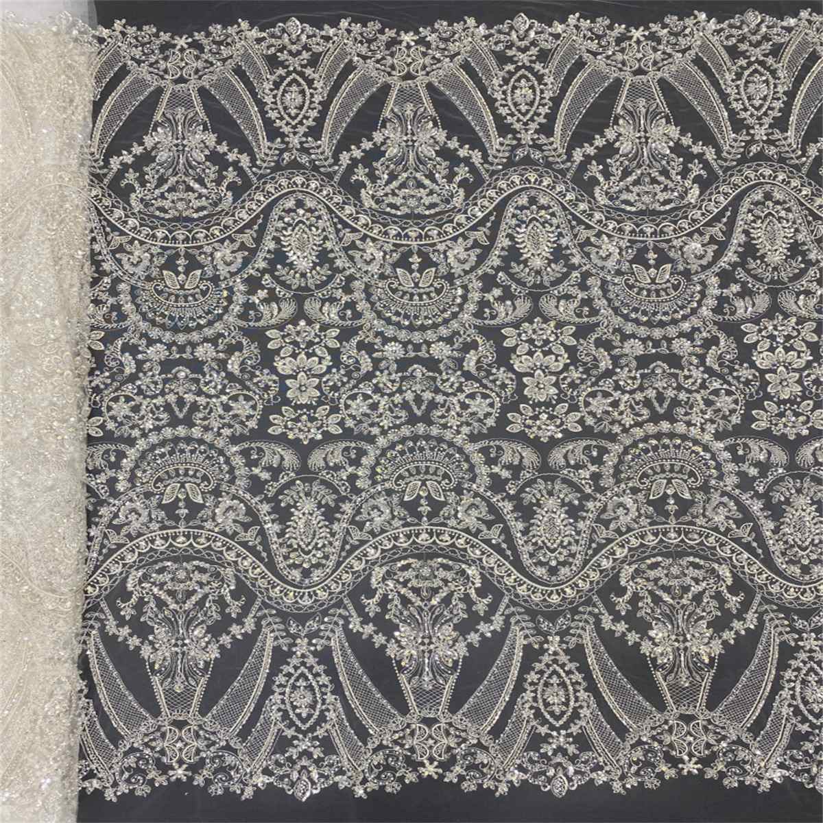 Bridal Lace Fabric - 11 Yards - Embroidered Beaded Wedding Lace Fabric ...