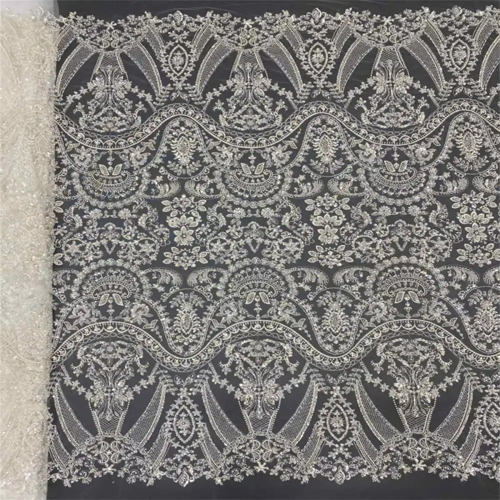 Bridal Lace Fabric - 11 Yards - Embroidered Beaded Wedding Lace Fabric ...
