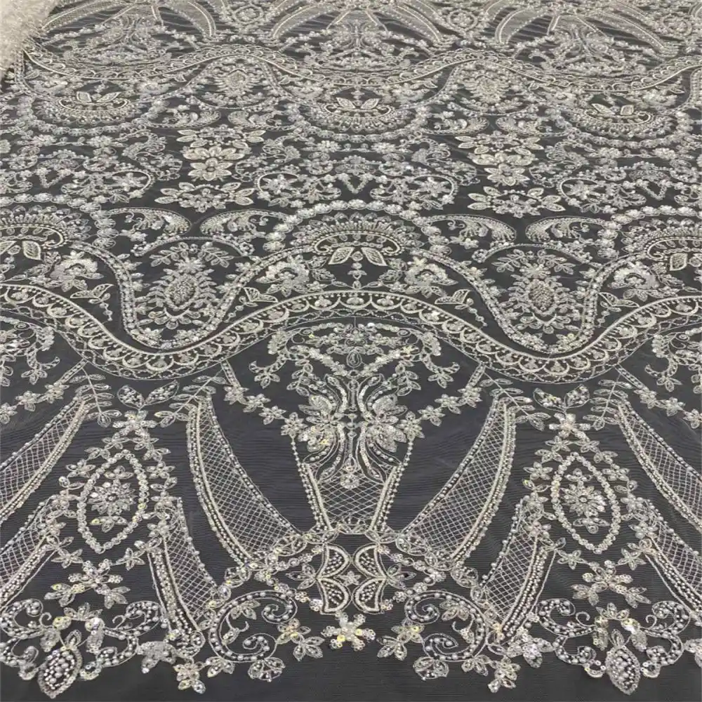 Bridal Lace Fabric - 11 Yards - Embroidered Beaded Wedding Lace Fabric ...