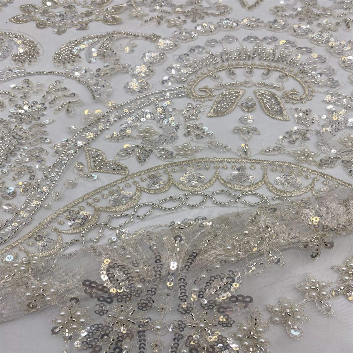 Bridal Lace Fabric - 11 Yards - Embroidered Beaded Wedding Lace Fabric ...
