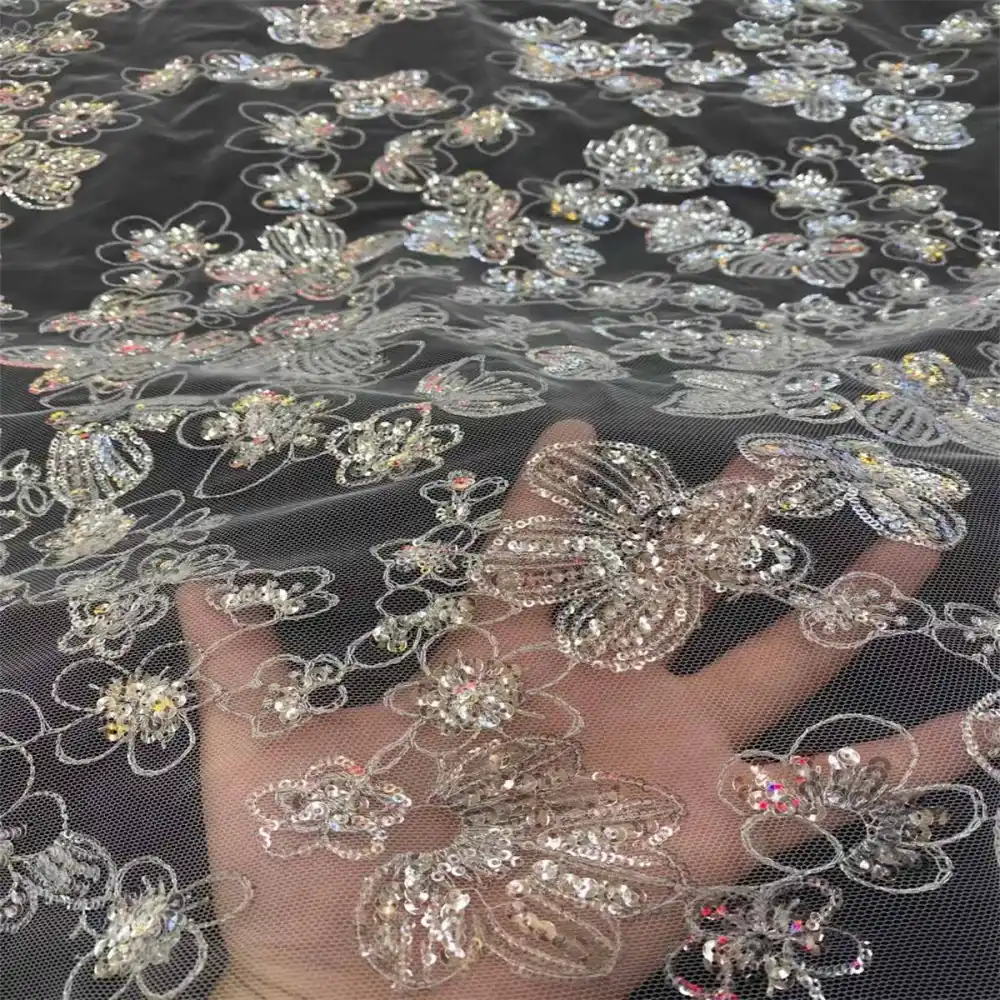 Sequin Tulle Lace Fabric | Ref. JJ029,Sequin Fabrics