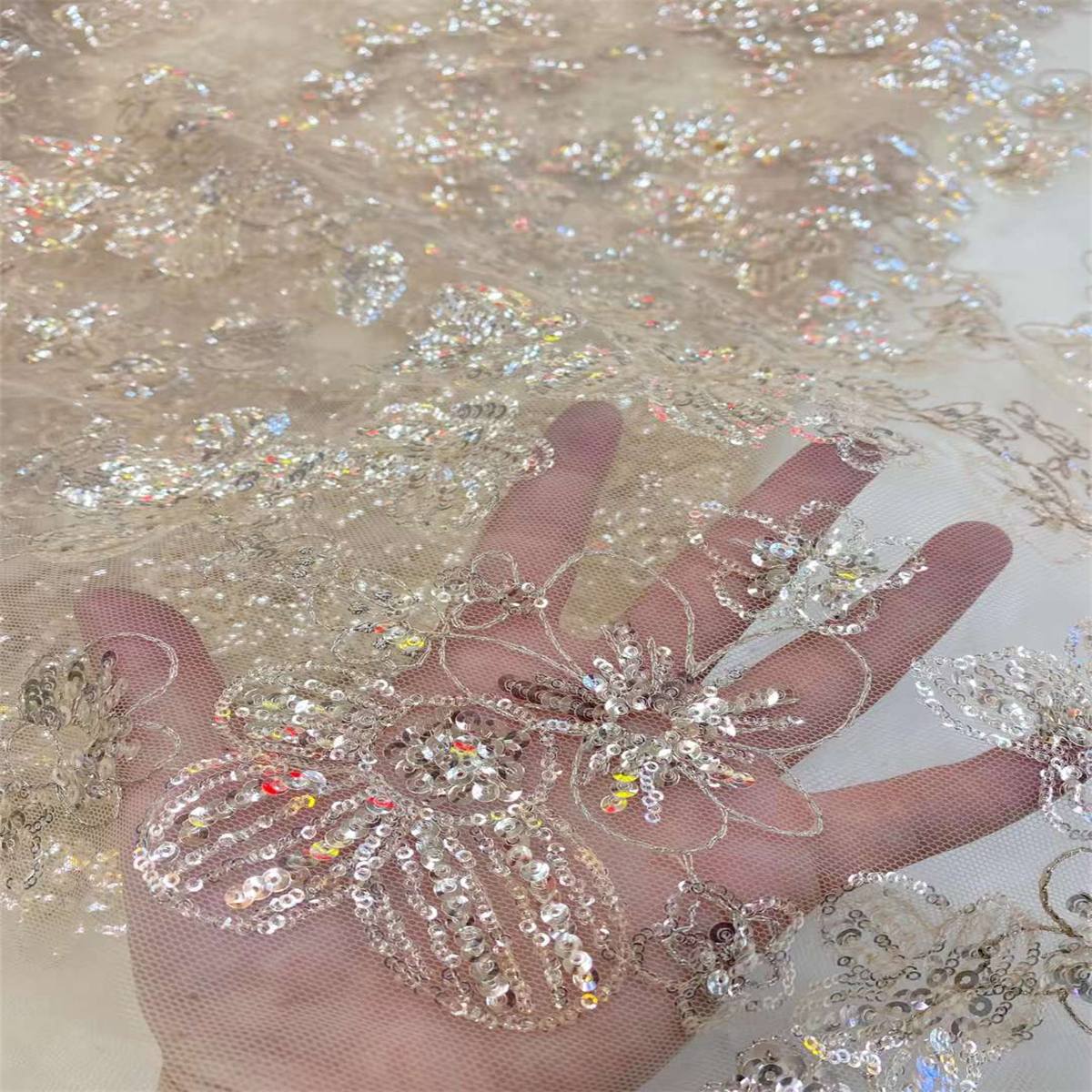 Sequin Tulle Lace Fabric | Ref. JJ029,Sequin Fabrics