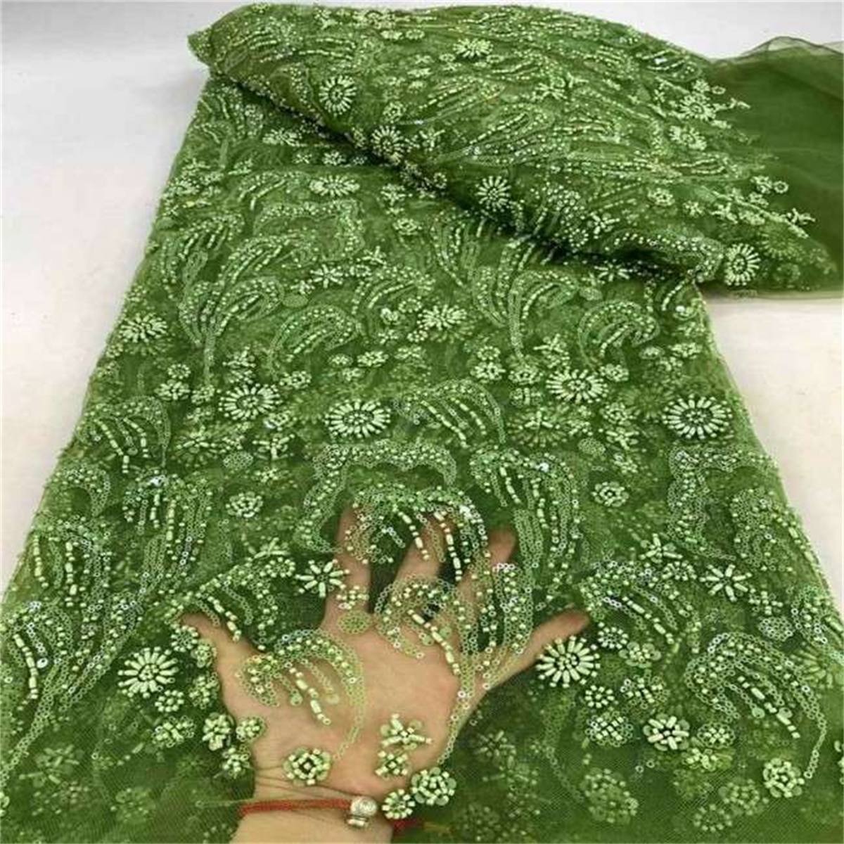 Embellished Beaded Tulle Lace Fabric with Beads | COD JX452,Beaded Fabrics