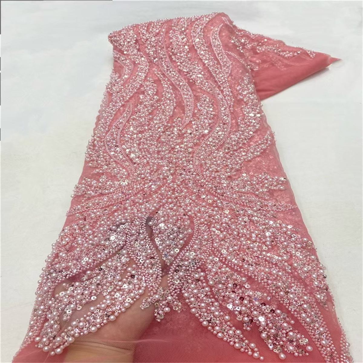 Beaded Tulle Fabric - 5 Yards | STN JLT075,Beaded Fabrics