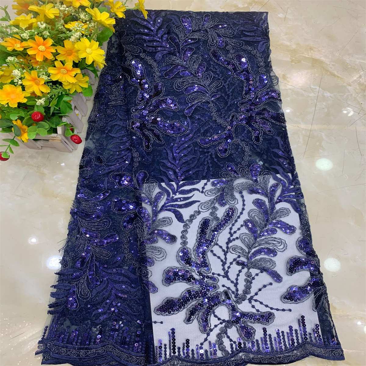 Corded Embroidered Sequin Lace Fabric - 5 Yards | MOD DX014,Embroidered ...