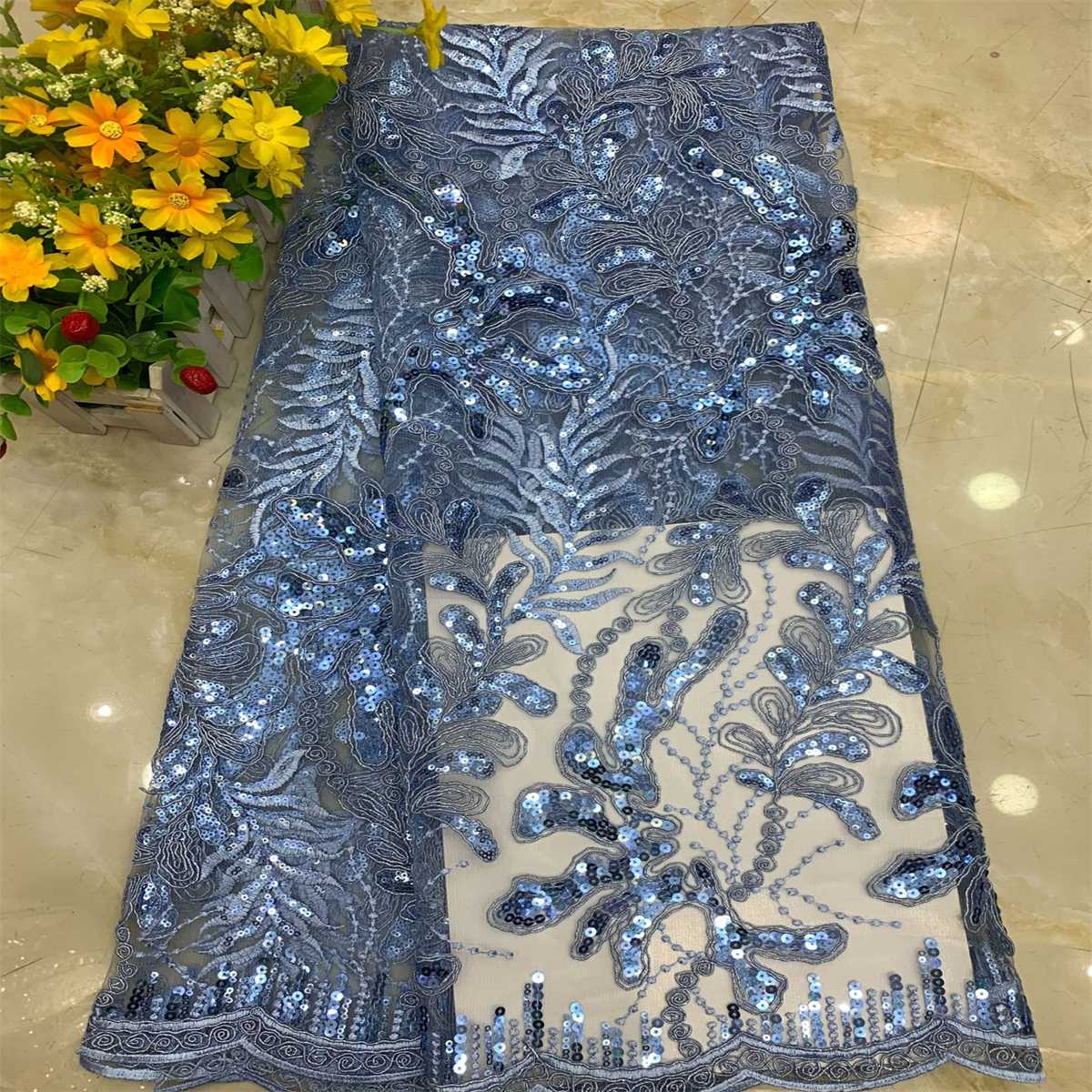 Corded Embroidered Sequin Lace Fabric - 5 Yards | MOD DX014,Embroidered ...