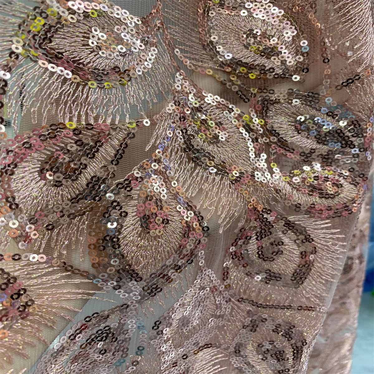 Embroidered Sequin Tulle Lace Fabric | COD DX040,Embroidered Fabrics