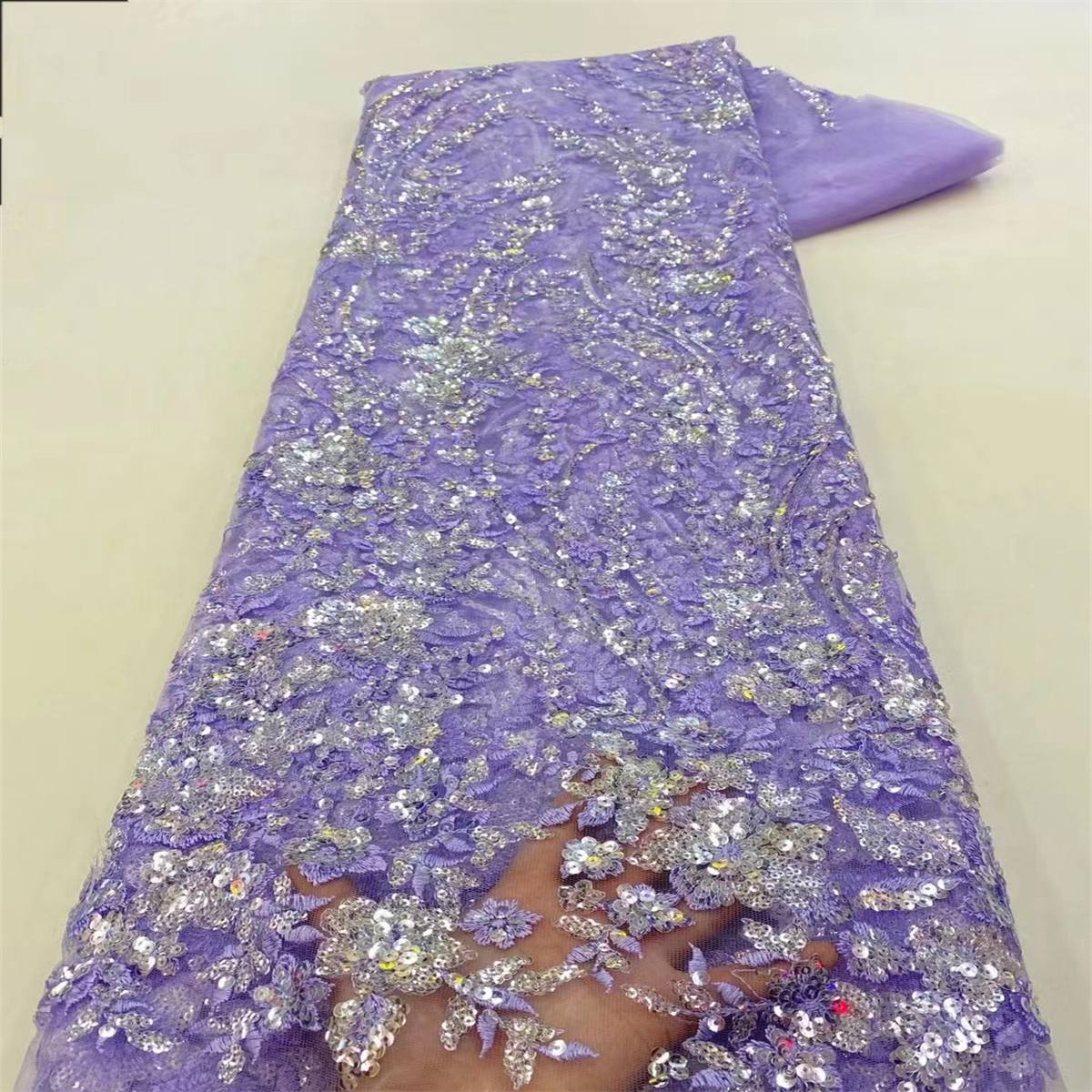 5 Yards Embroidered Sequin Fabric, Embroidered Tulle Lace Fabric, Ref ...