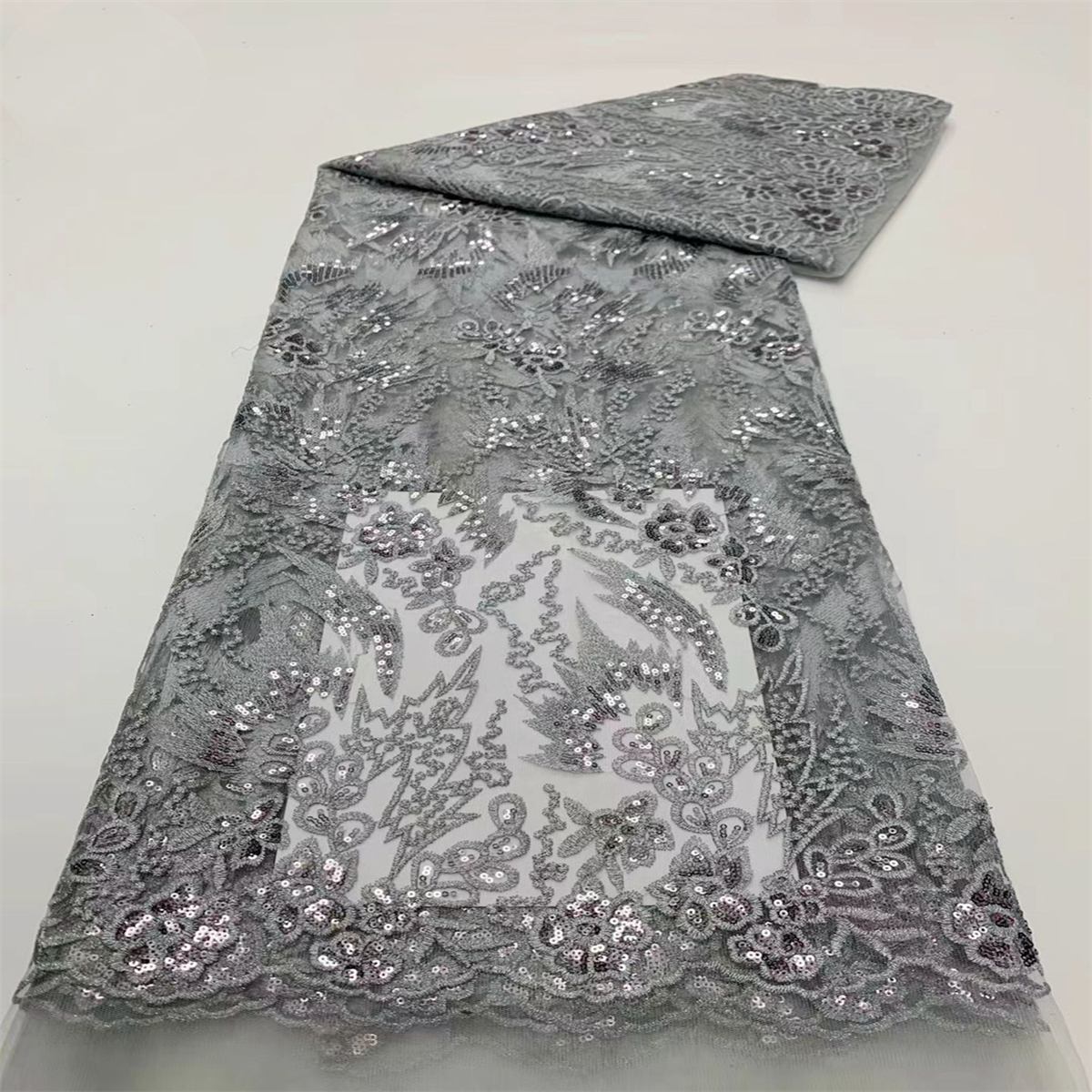 5 Yards Embroidered Sequin Fabric, Embroidered Sequin Tulle Lace | Love ...