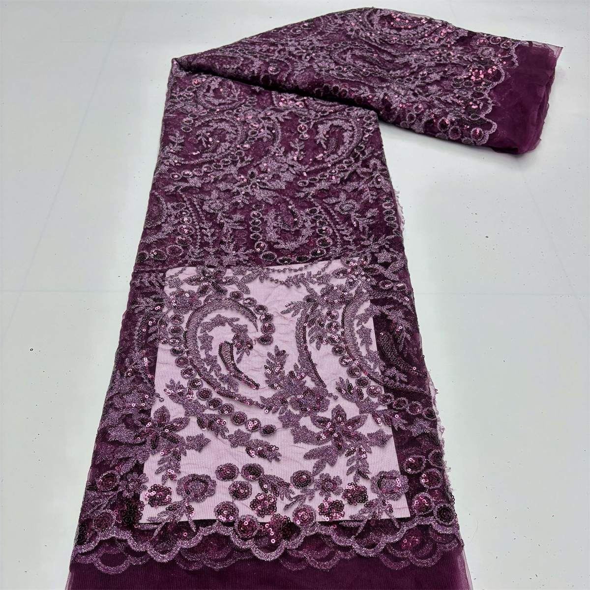 5 Yards Embroidered Sequin Fabric, Embroidered Tulle Lace Fabric | Ref ...