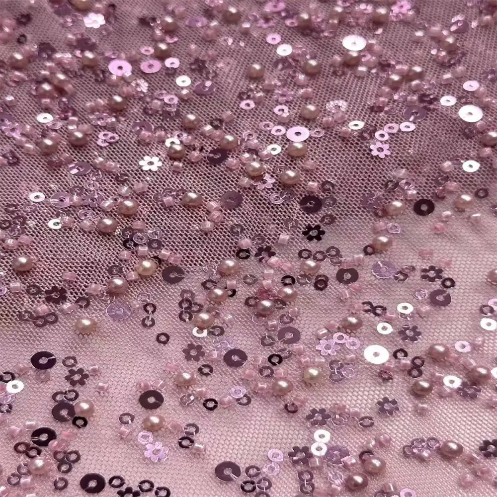 Embellished Beaded Stretch Mesh Fabric with Beads | GTIN HN280S,Beaded ...