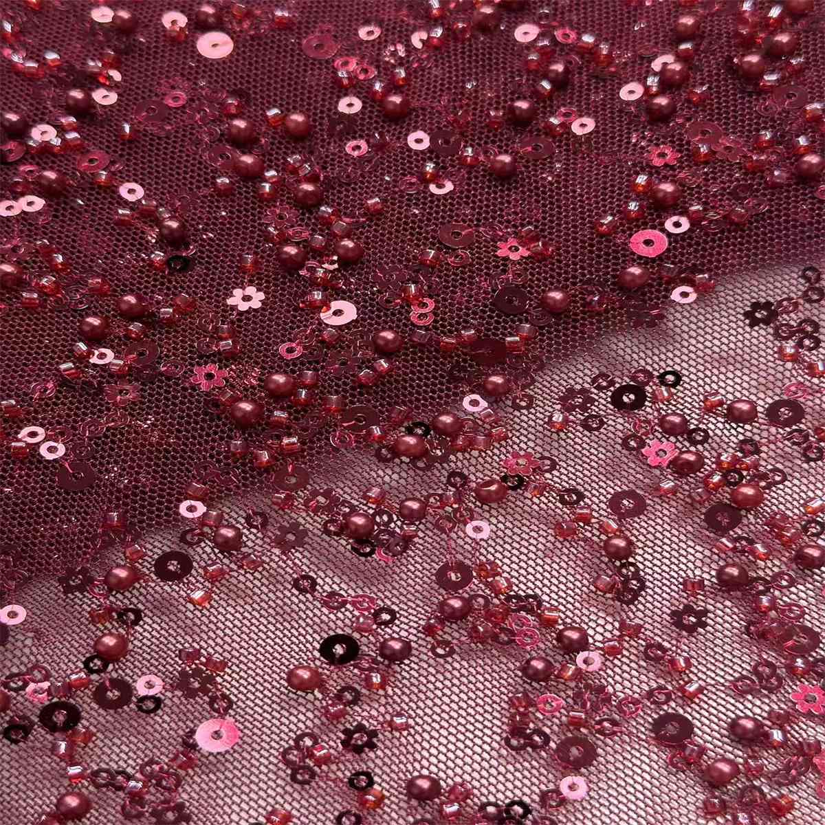 Embellished Beaded Stretch Mesh Fabric with Beads | GTIN HN280S,Beaded ...