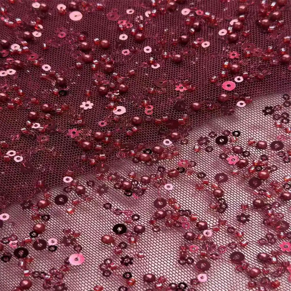 Beaded Stretch Mesh Fabric | Ref. HN280S,Beaded Fabrics