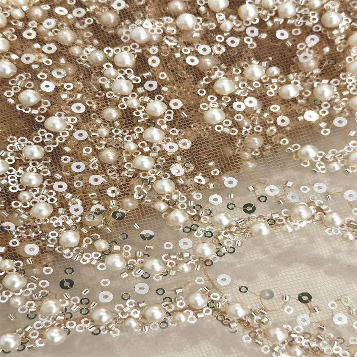 Beaded Tulle Fabric - 5 Yards | STN ZT089,Beaded Fabrics