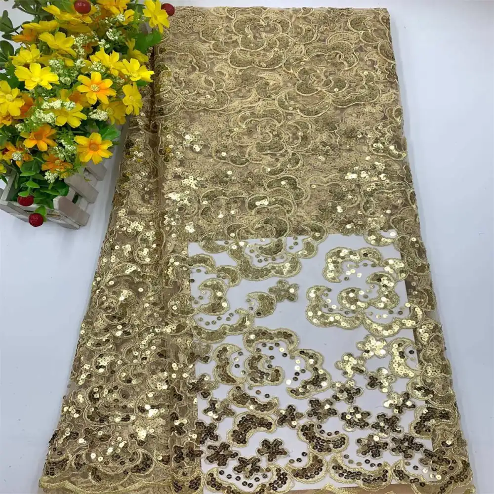 Corded Embroidered Sequin Lace Fabric - 5 Yards | MOD DX148ZT,Lace Fabrics