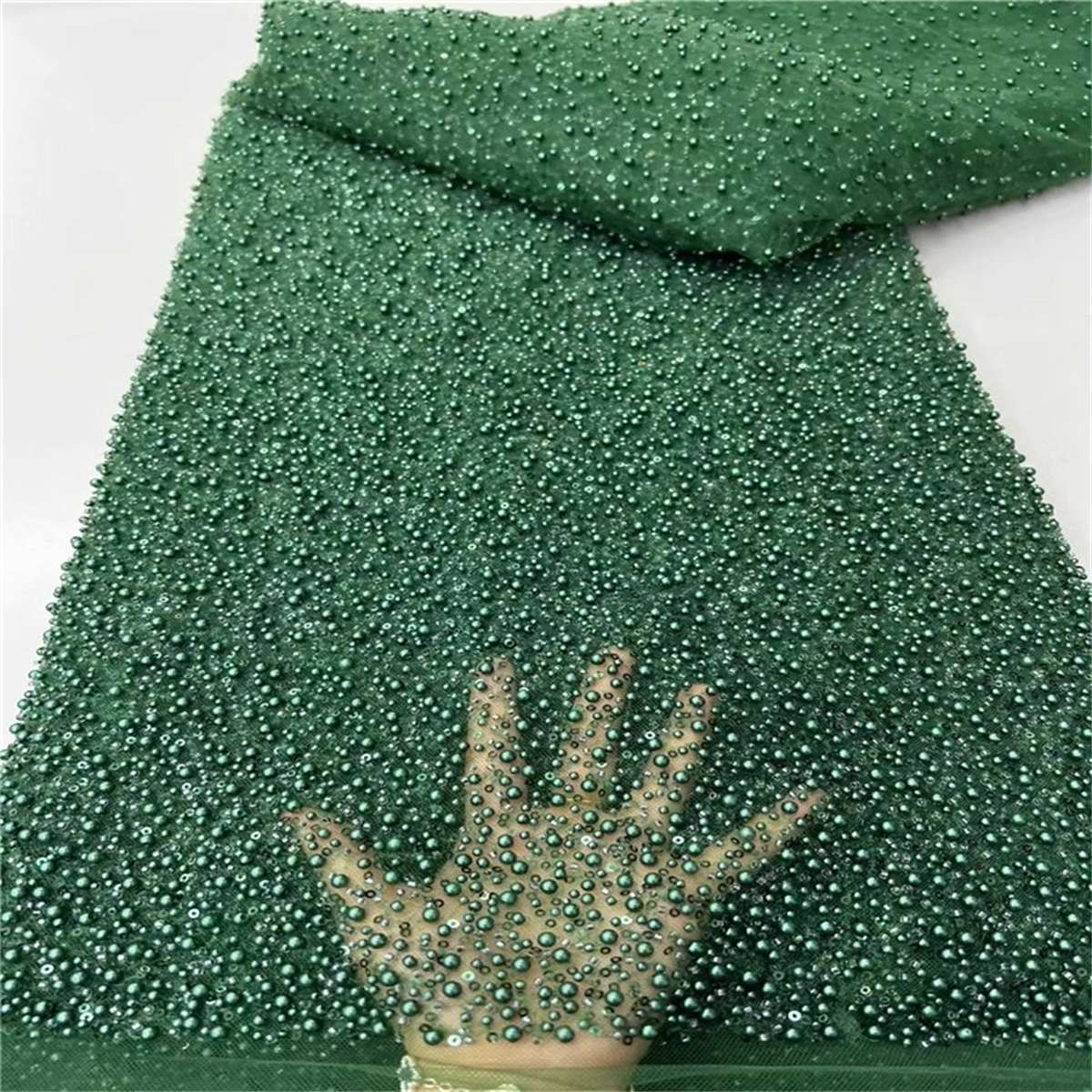 Beaded Tulle Fabric - 5 Yards | STN CX001,Beaded Fabrics
