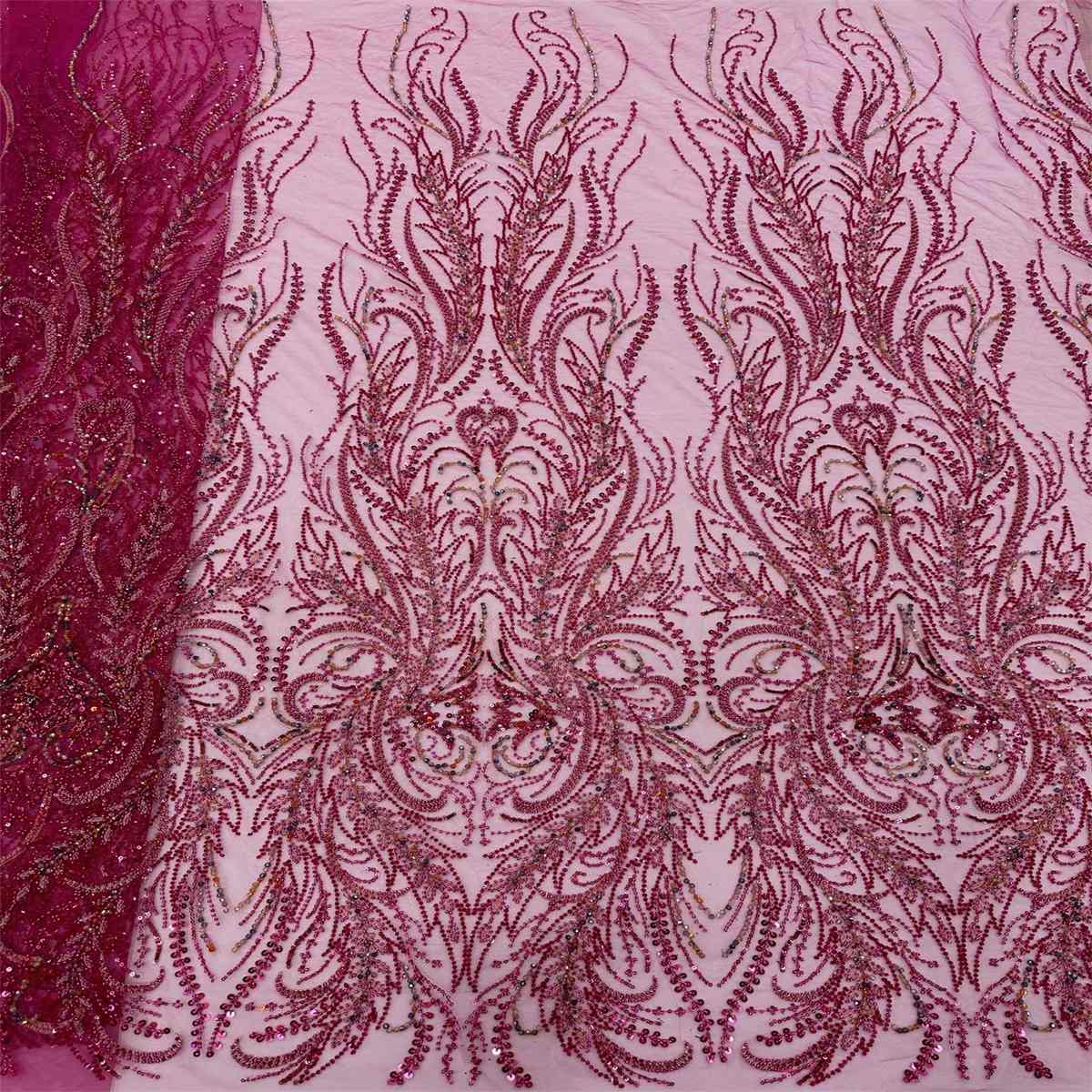 5 Yards Beaded Mesh Fabric, Beaded Tulle Lace Fabric, Embellished with ...