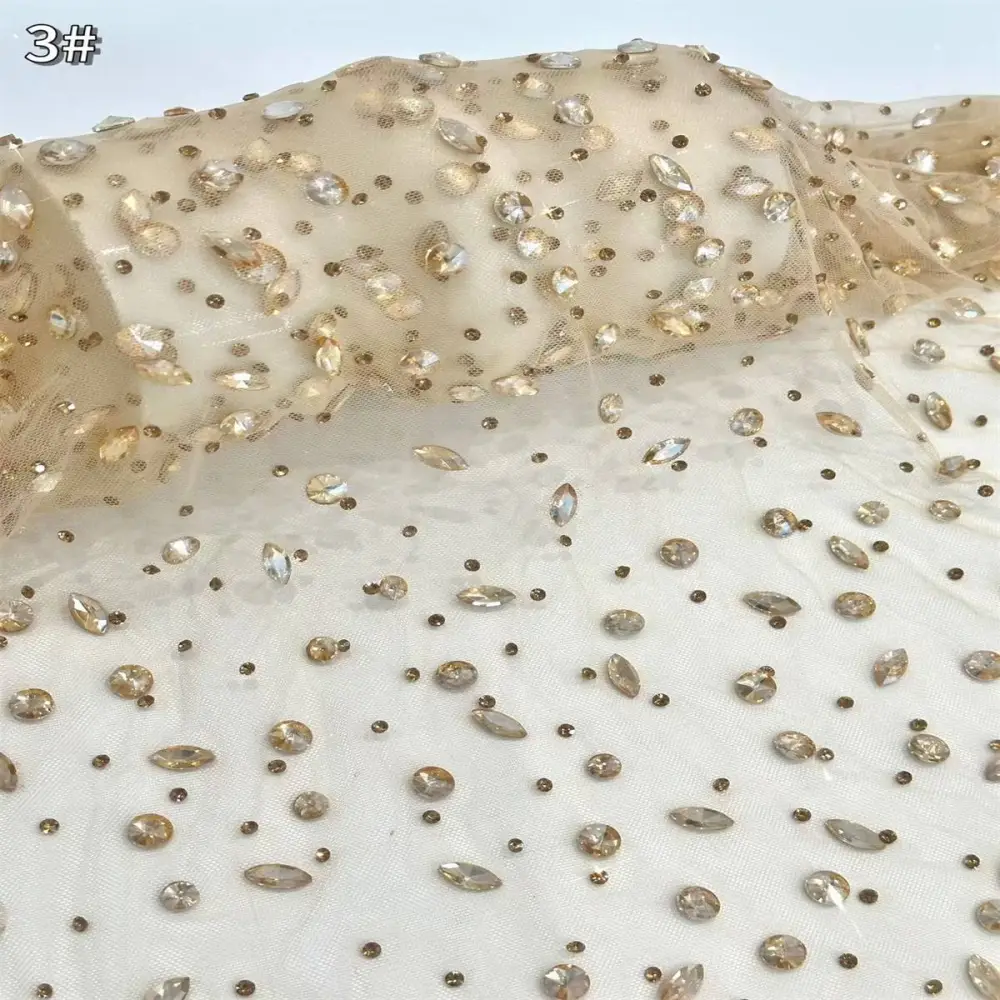Embellished Rhinestone Tulle Fabric with Rhinestones | MOD HN240 ...