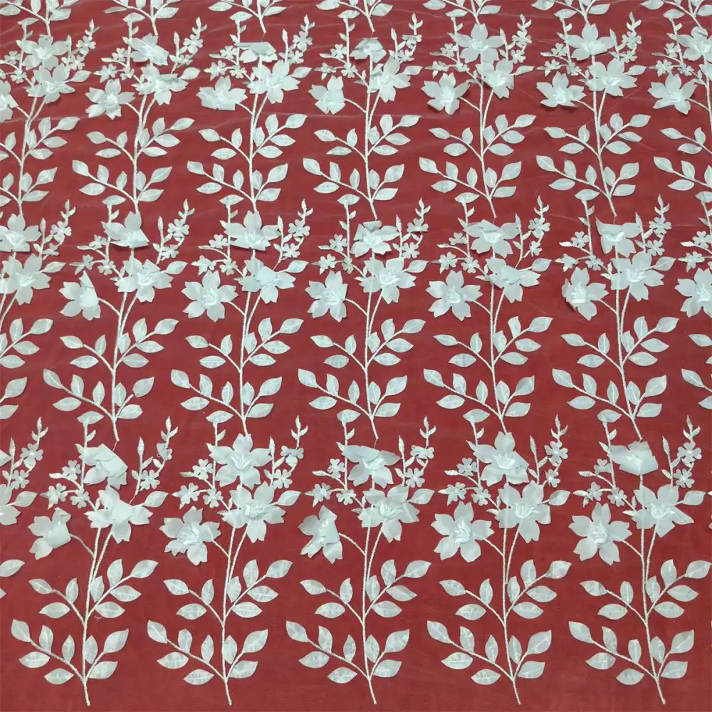 5 Yards 3D Floral Bridal Lace Fabric, Embroidered Tulle Wedding Lace ...