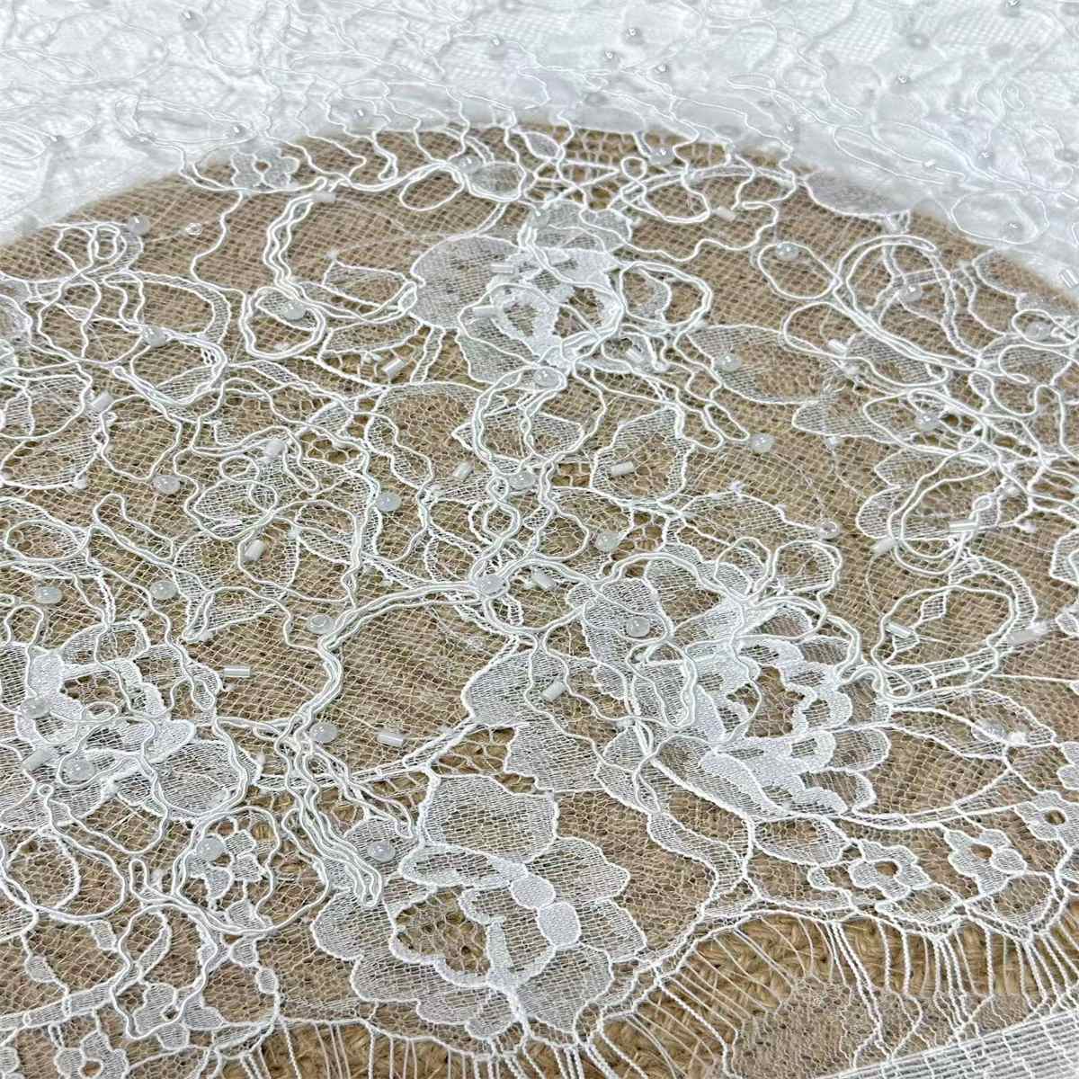 3 Meters Bridal Lace Fabric, Wedding Lace Fabric, Corded Beaded ...