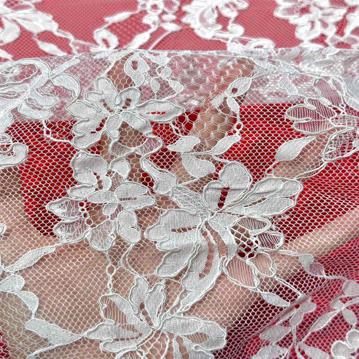 3 Meters Bridal Lace Fabric, Wedding Lace Fabric, Corded Chantilly Lace ...