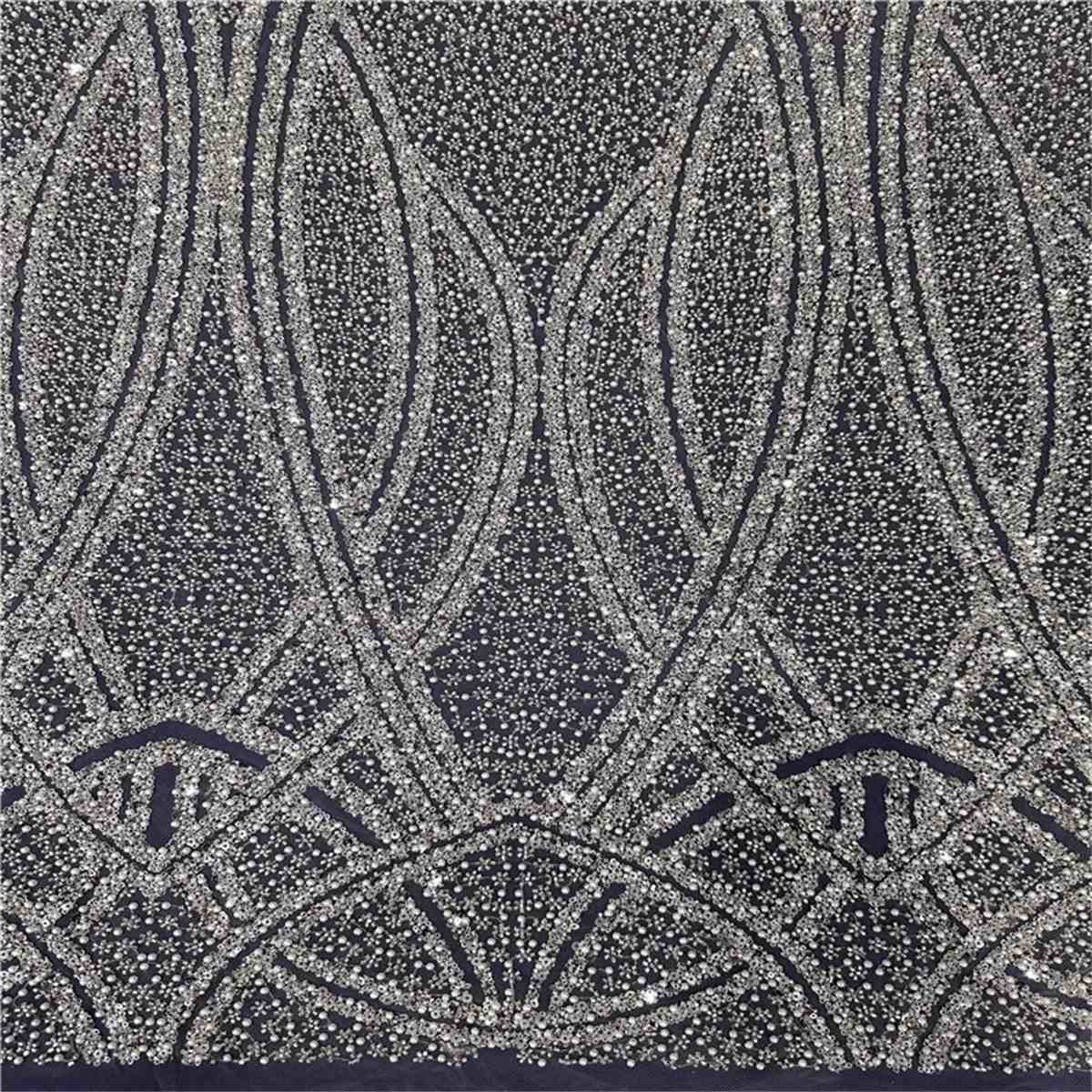 5 Yards Beaded Mesh Fabric, Beaded Tulle Lace Fabric, Embellished with ...