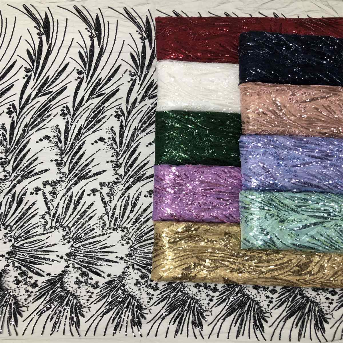 Beaded Tulle Fabric - 5 Yards | STN LIL1333,Beaded Fabrics