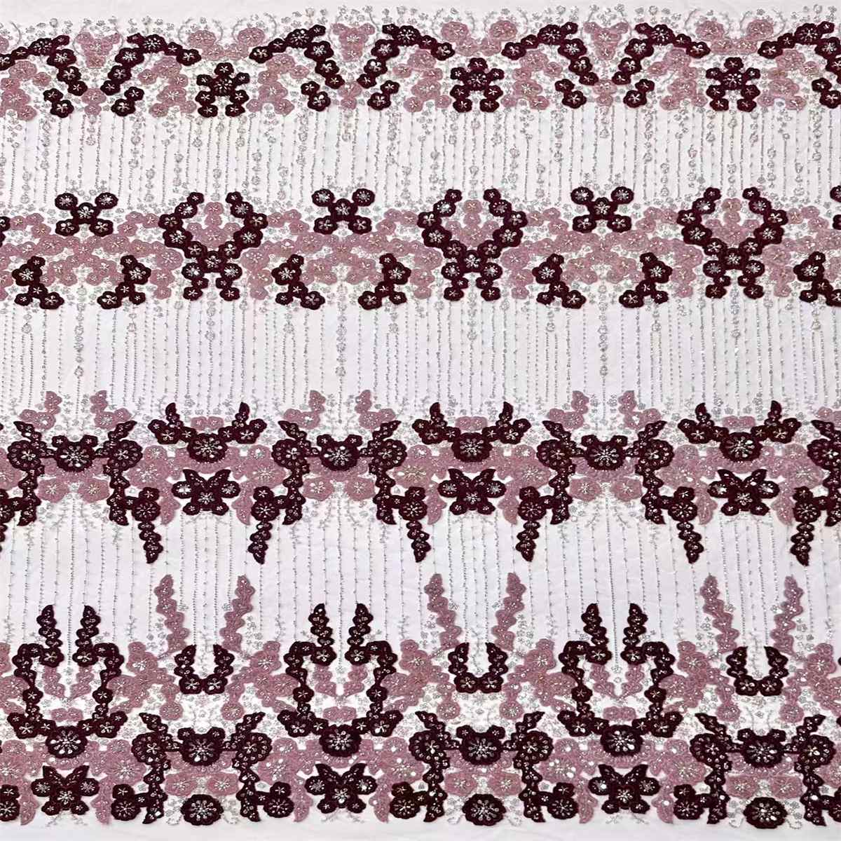 5 Yards Beaded 3D Floral Fabric, Beaded Mesh Lace Fabric, Embellished ...