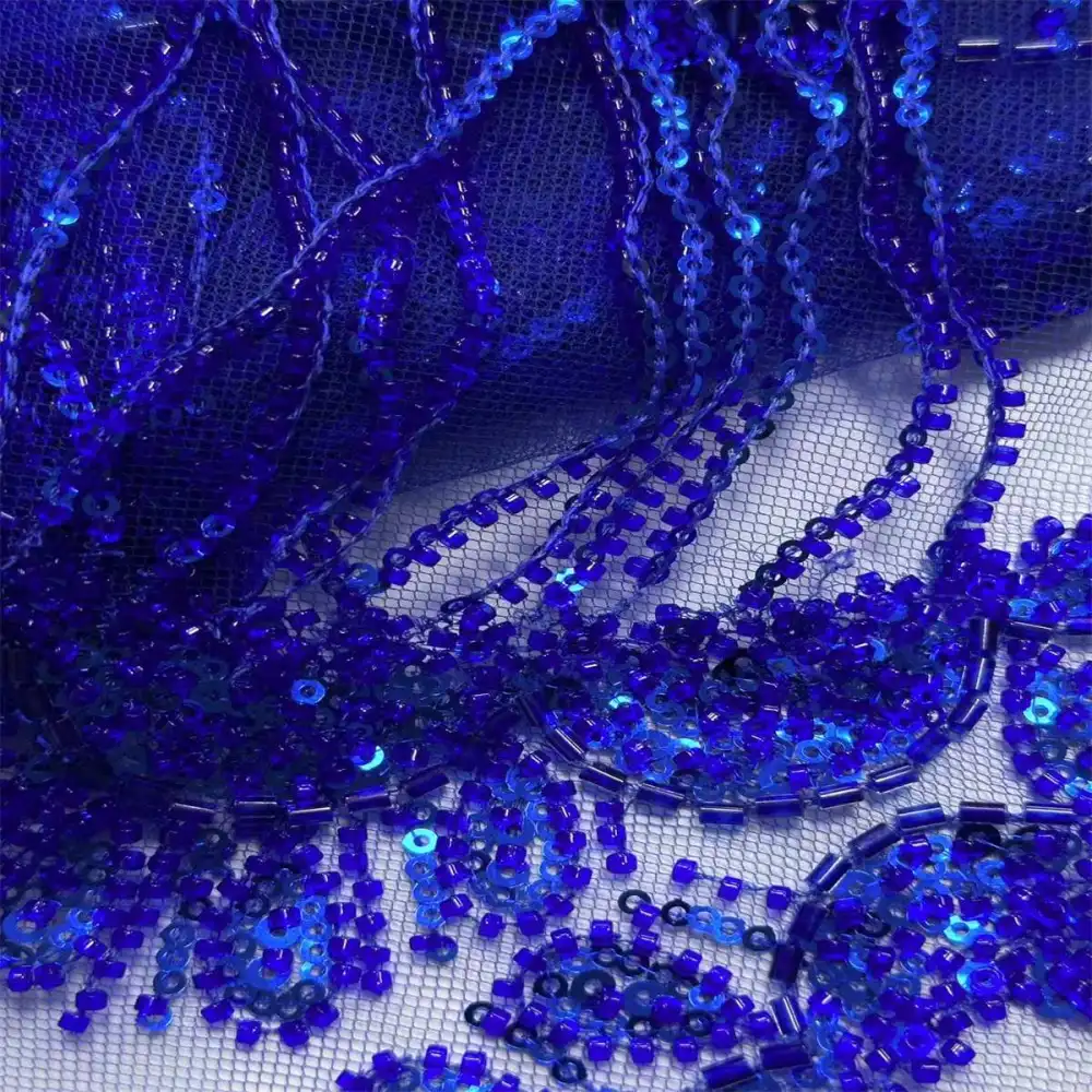 5 Yards Beaded Fringe Fabric, Beaded Tassel Fabric, Beaded Mesh Lace ...