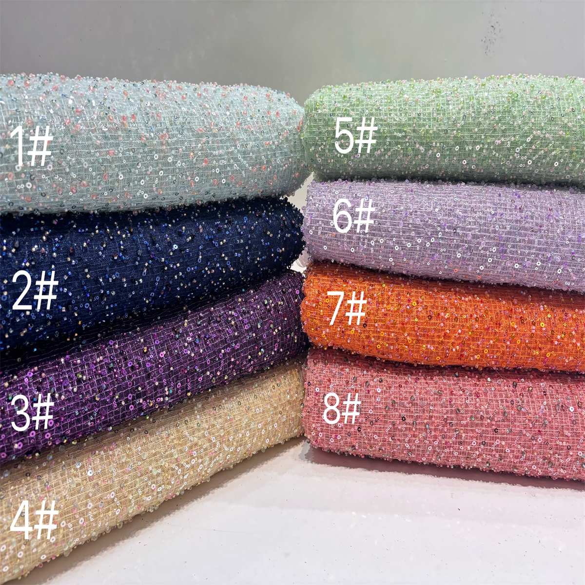 5 Yards Beaded Mesh Fabric, Beaded Tulle Lace Fabric, Embellished ...