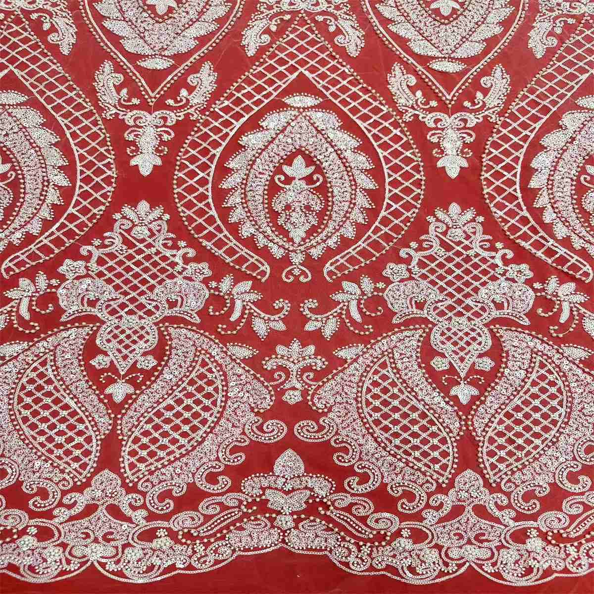 5 Yards Beaded Mesh Fabric, Beaded Tulle Lace Fabric, Embellished ...