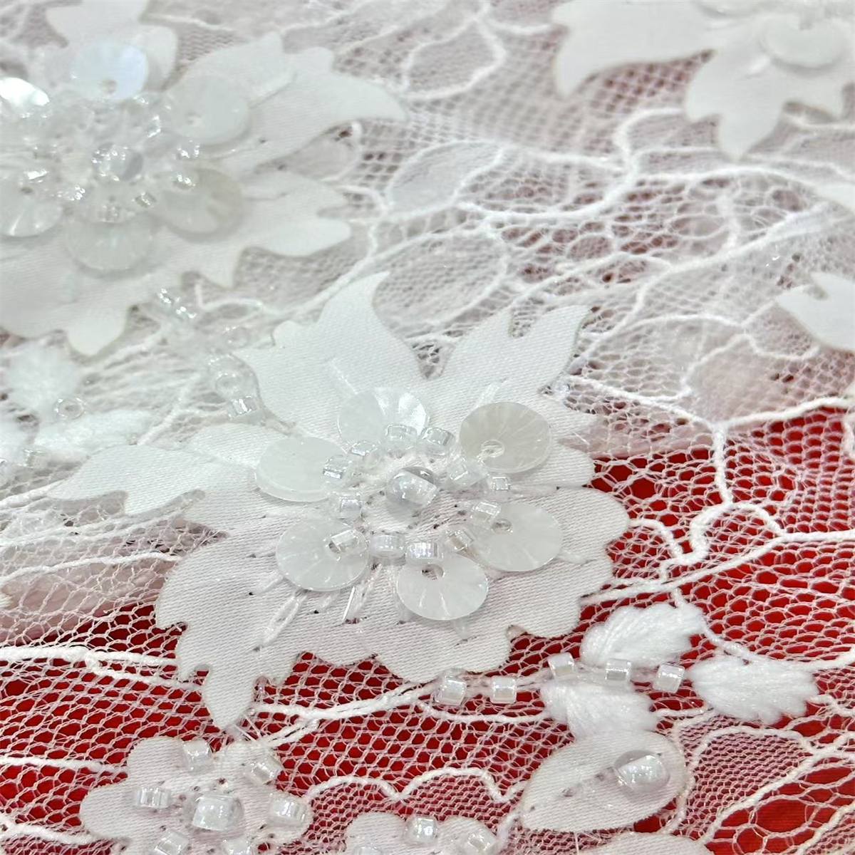 Bridal Lace Fabric - 5 Yards - Embroidered Beaded 3D Floral Wedding ...