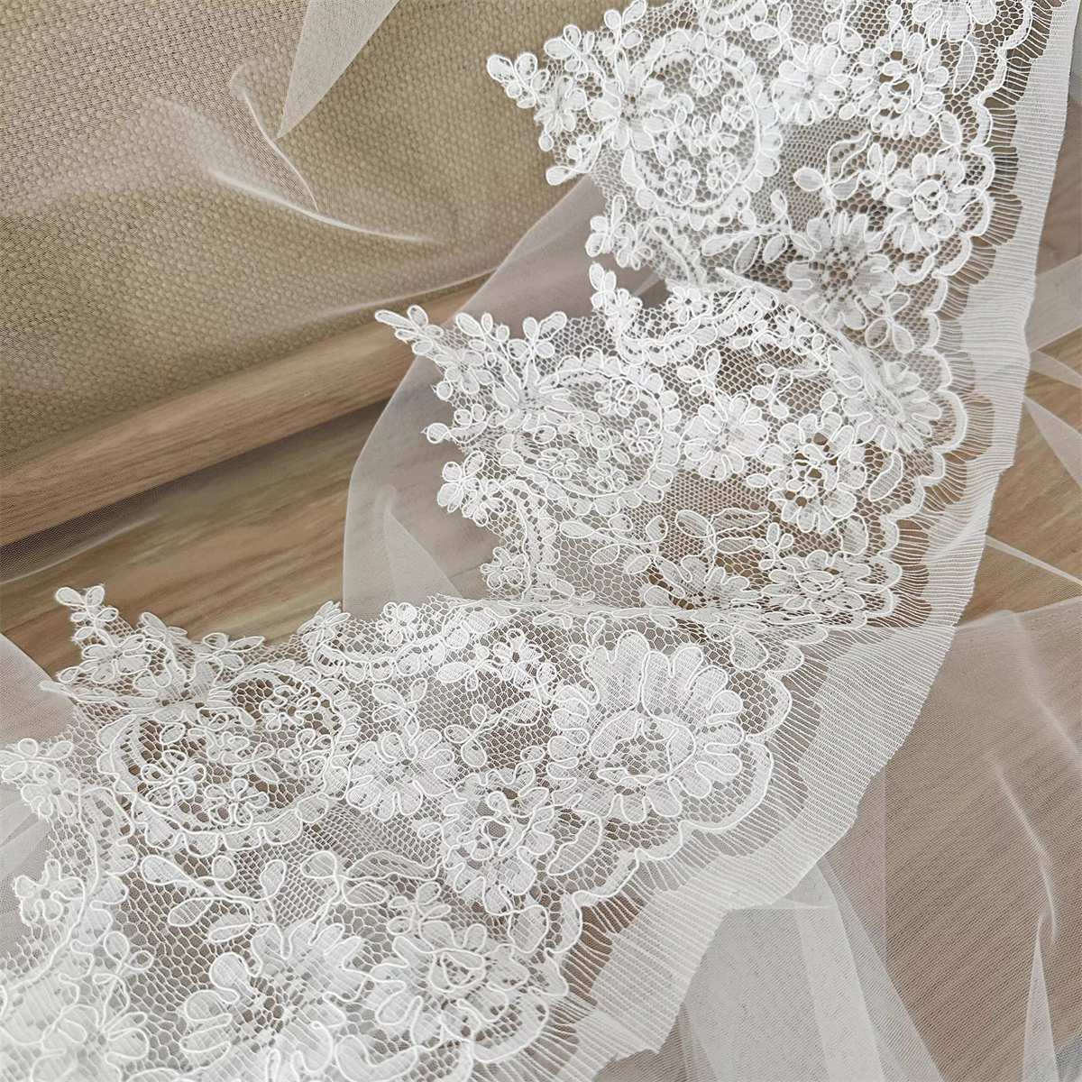 Bridal Lace Trim - Corded Wedding Lace Trim | GTIN SX191,Bridal Lace Trim