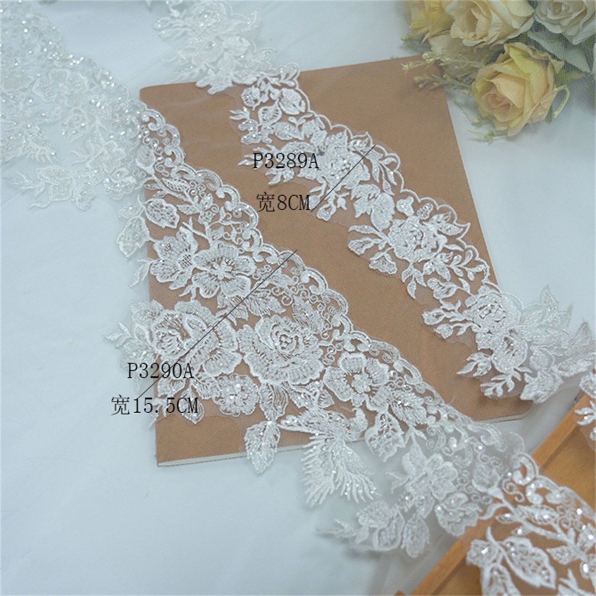 Bridal Lace Trim - Embroidered Beaded Wedding Lace Trim | GTIN XB102 ...