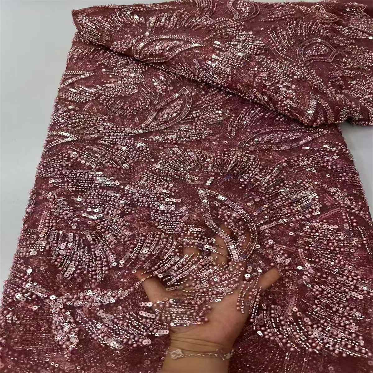 Embellished Beaded Tulle Lace Fabric with Beads | GTIN ZT160