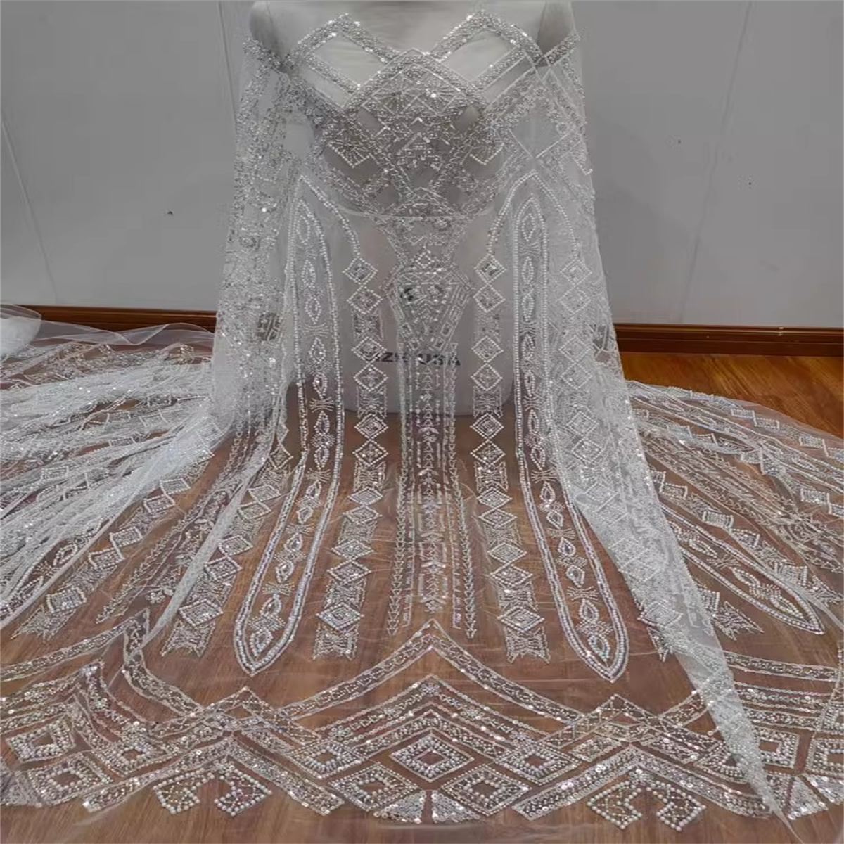 Bridal Lace Fabric - Beaded Tulle Wedding Lace Fabric | COD RX004,Lace ...
