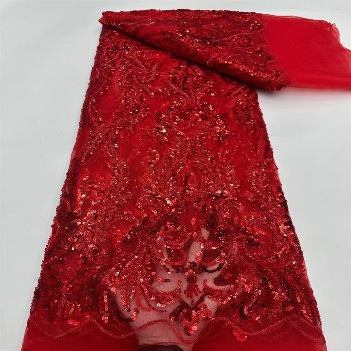 Embroidered Beaded Lace Fabric - 5 Yards | MOD ZT162,Beaded Fabrics