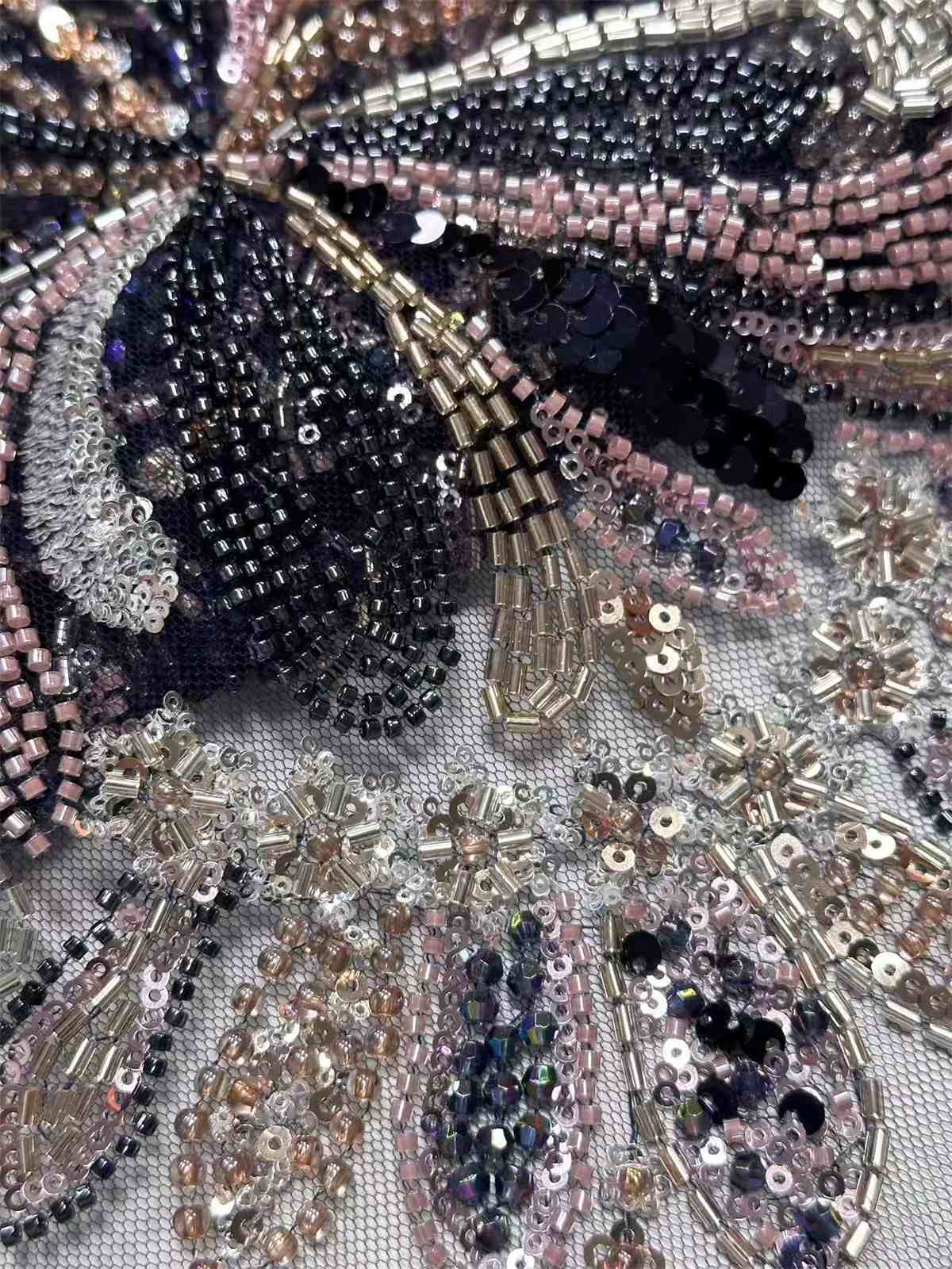 Embellished Beaded Tulle Lace Fabric with Beads | GTIN HN350