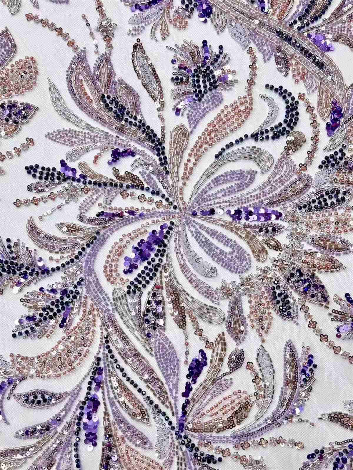 Embellished Beaded Tulle Lace Fabric with Beads | GTIN HN350
