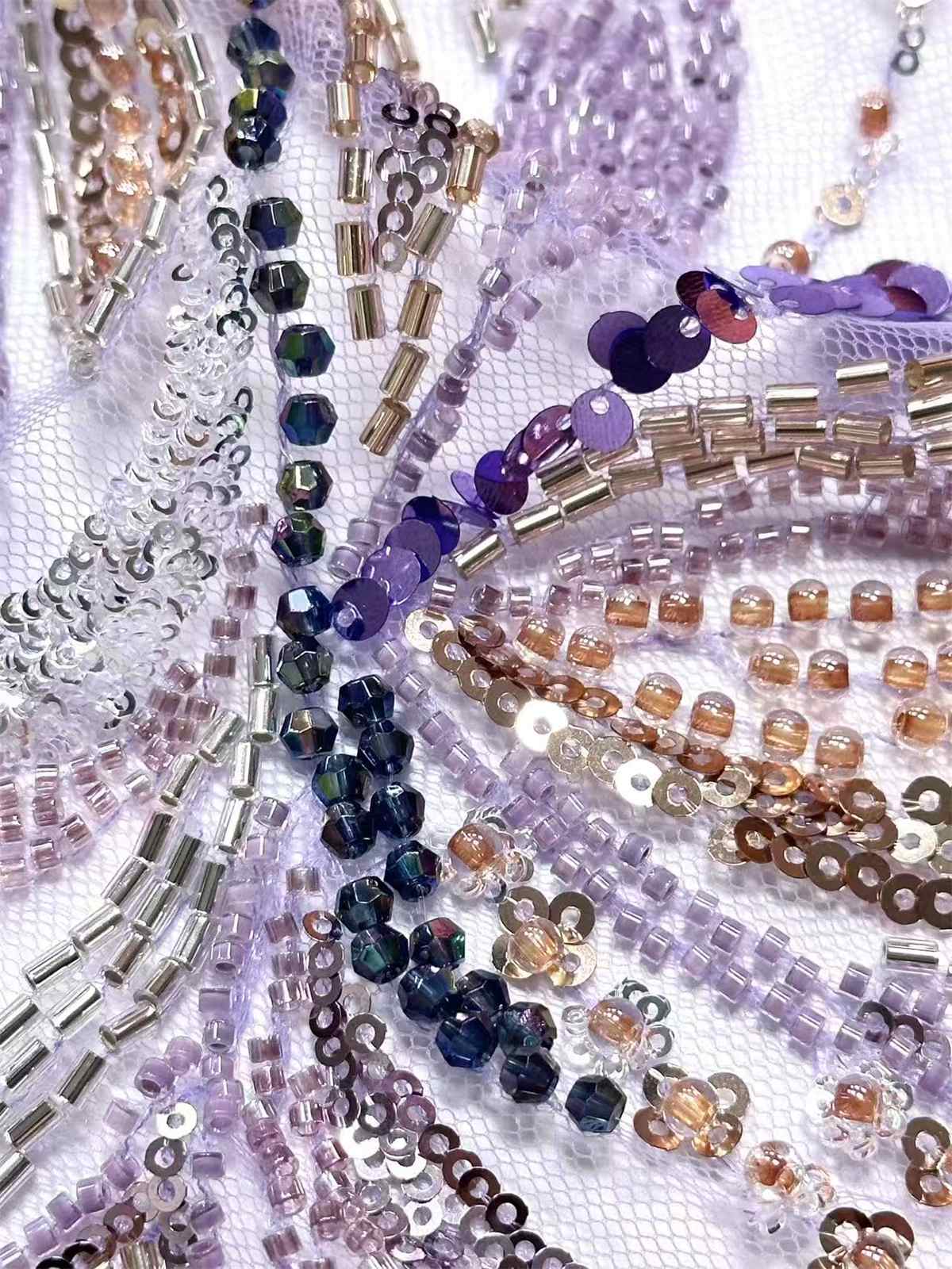 Embellished Beaded Tulle Lace Fabric with Beads | GTIN HN350