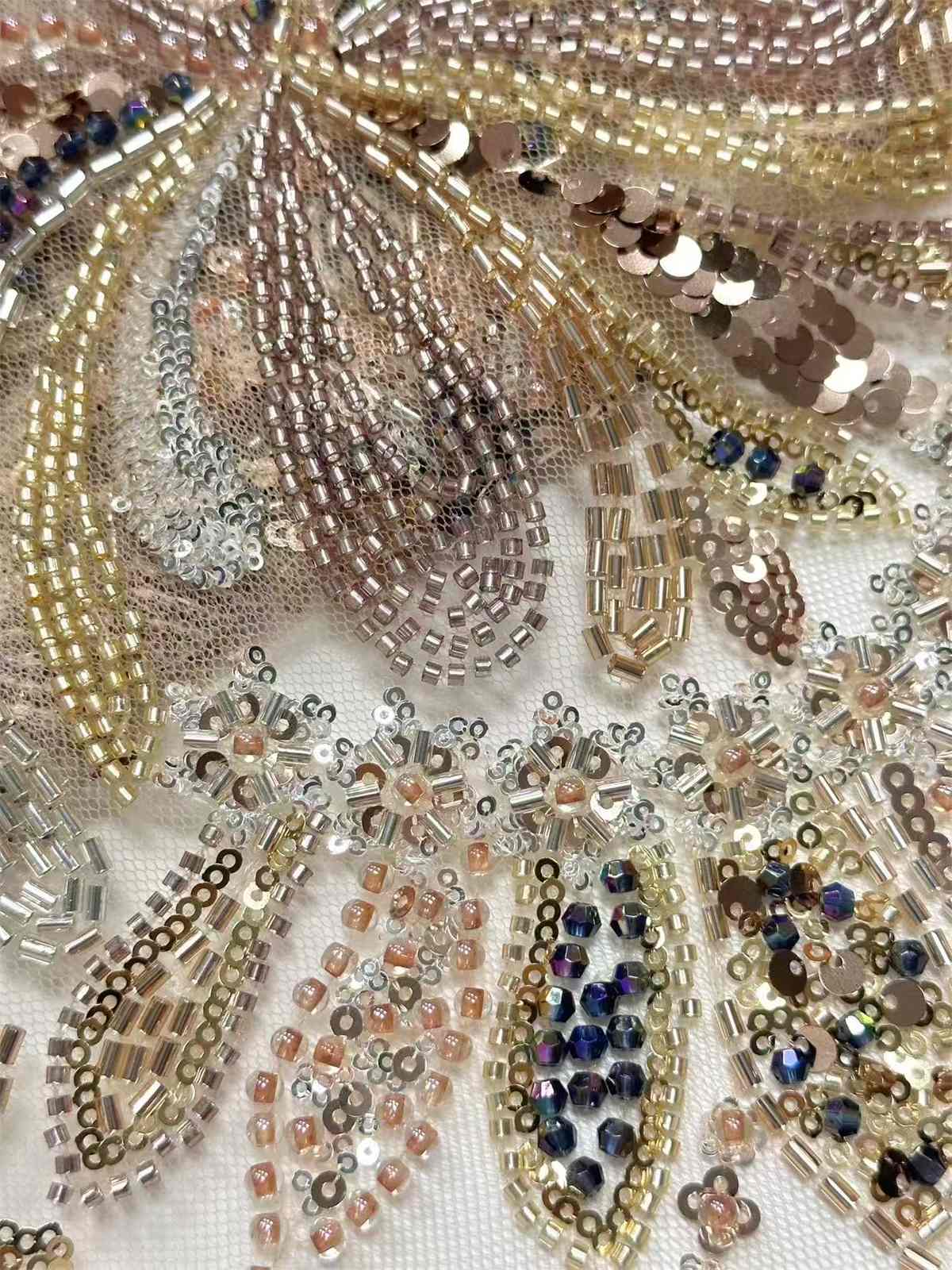 Beaded Tulle Fabric - 5 Yards | MOD HN350,Beaded Fabrics