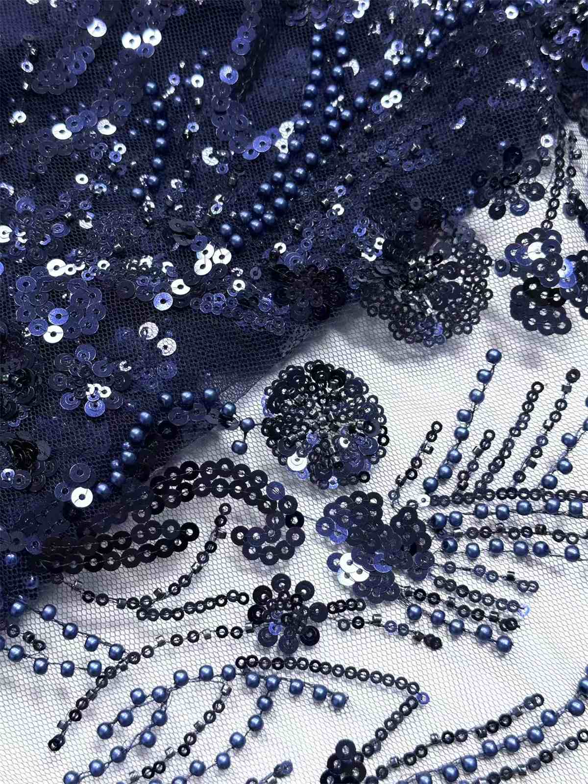 Beaded Tulle Fabric - 5 Yards - Embellished with Beads | STN HN353 ...