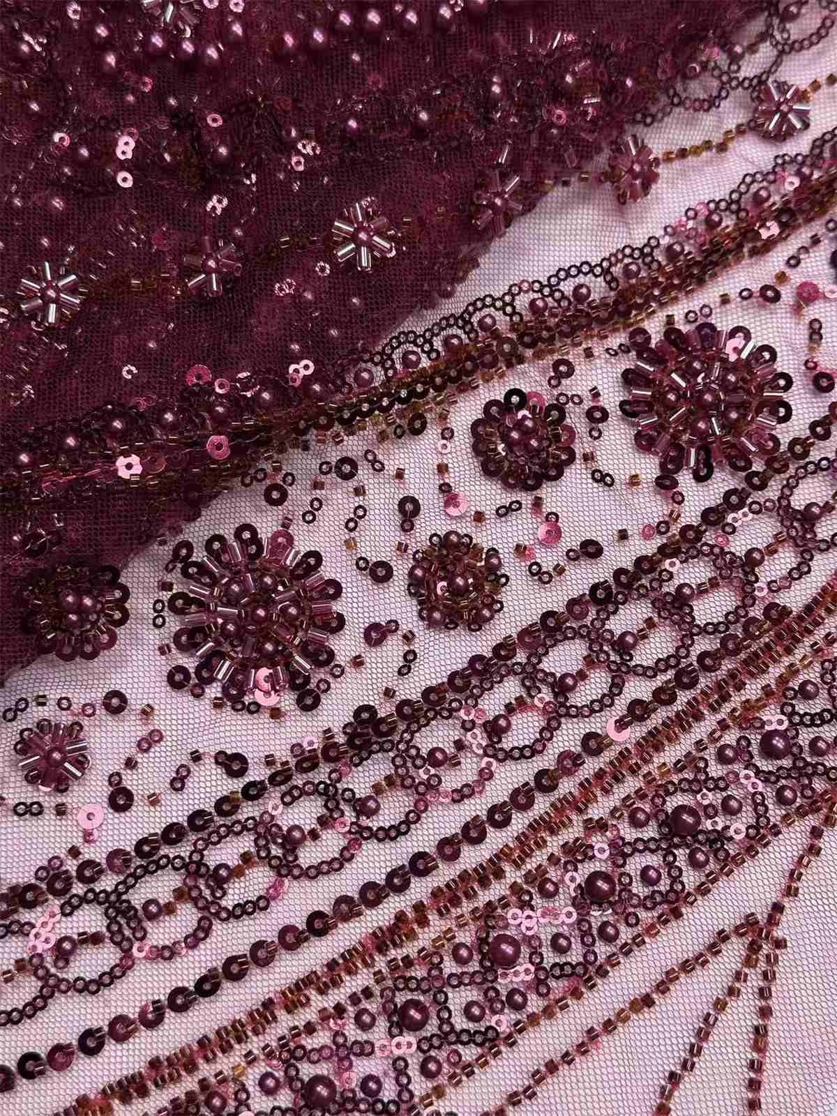 Embellished Beaded Tulle Lace Fabric with Beads | GTIN HN356