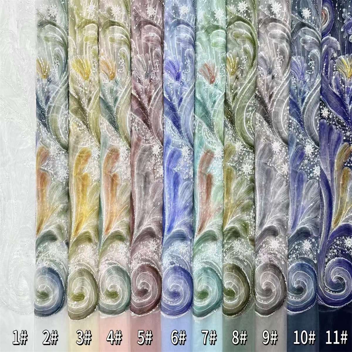 Embellished Beaded 3D Floral Tulle Lace Fabric with Beads | GTIN HN366,Beaded Fabrics